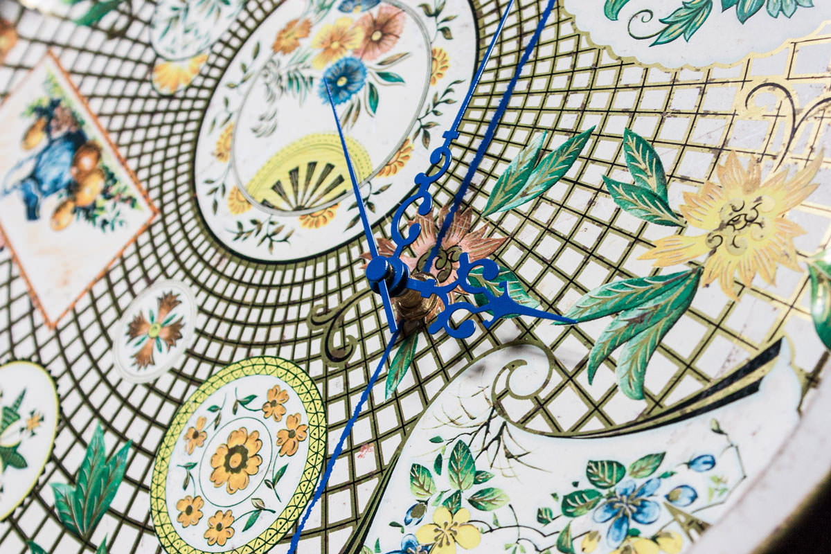 Antique Tray Floral Clock - Kristin Boer