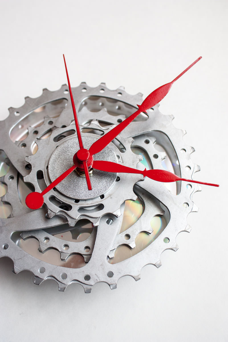 Bike Sprocket Clock with Red Hands - Kristin Boer