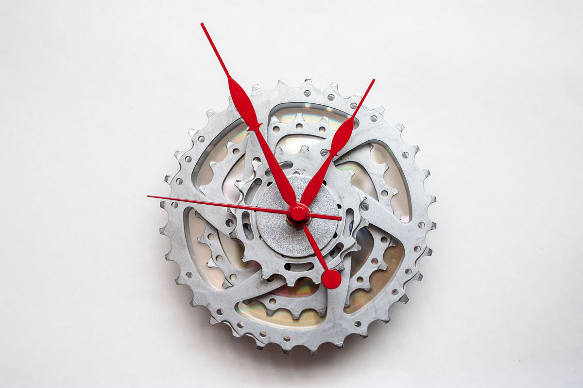 Bike Sprocket Clock with Red Hands - Kristin Boer