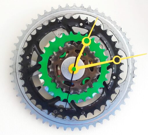 Bike Sprocket Clock - Green, Silver and Black - Kristin Boer