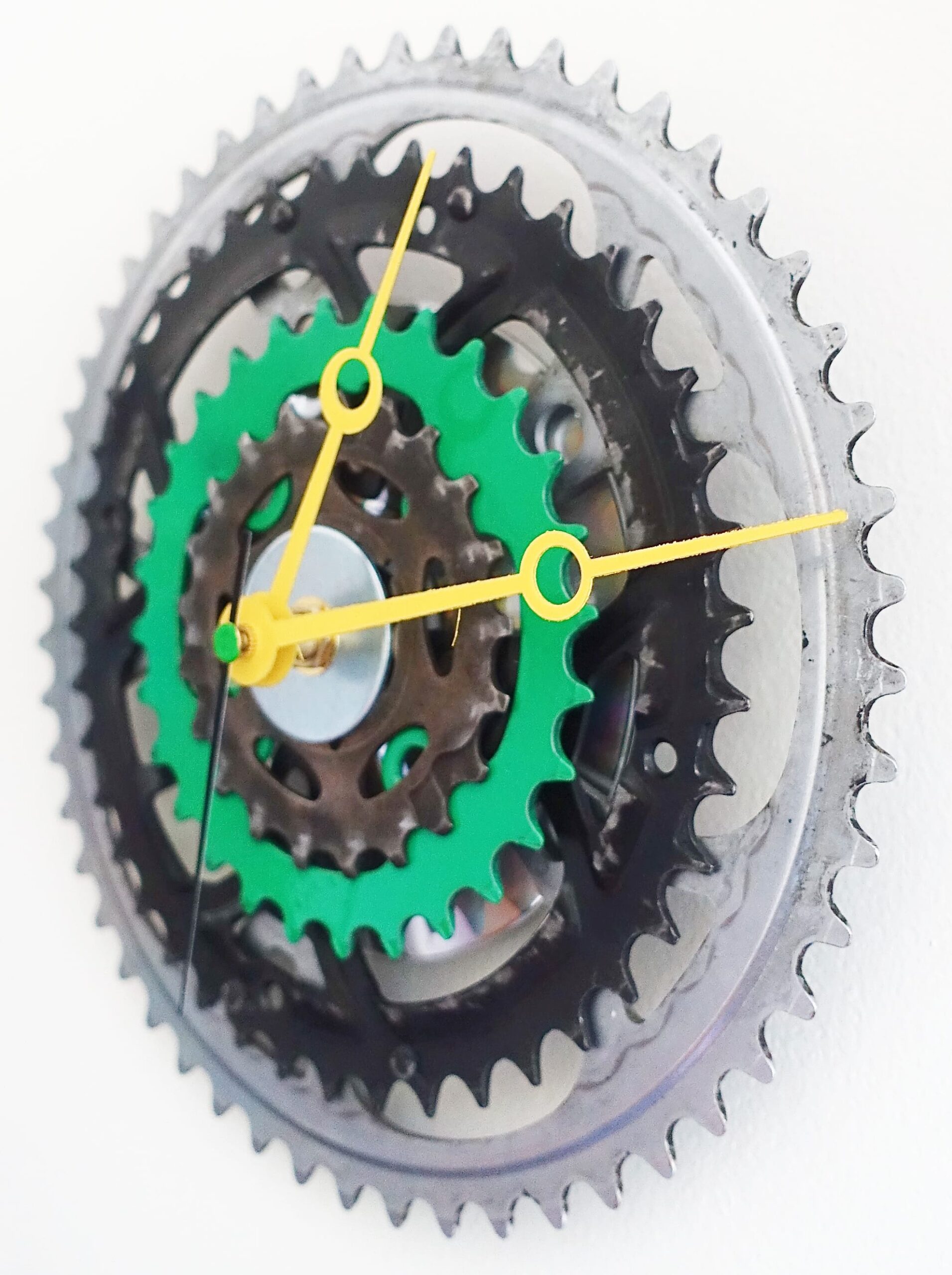 Bike Sprocket Clock - Green, Silver and Black - Kristin Boer